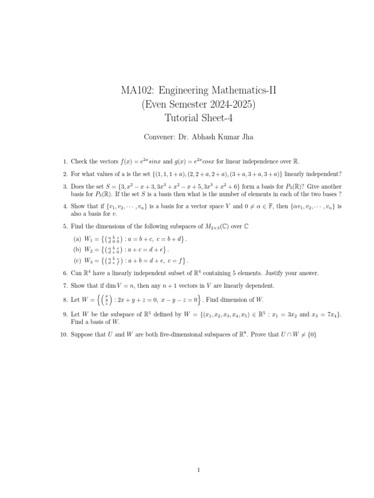 Tutorial Sheet-4 | PDF