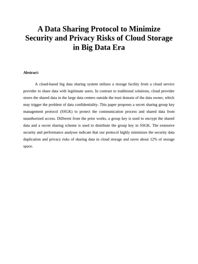 A Data Sharing Protocol To Minimize Security and Privacy Risks of Cloud ...