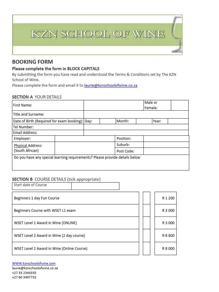 Booking Form | PDF