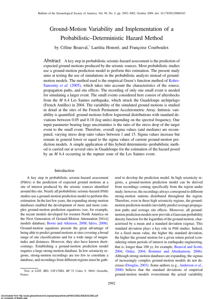 Ground motion variability in emplimentation of P-D method | PDF ...