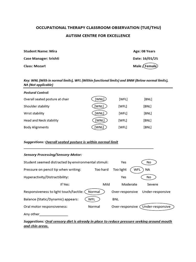 OT Observation Mira 16-01-25 | PDF | Psychological Concepts ...