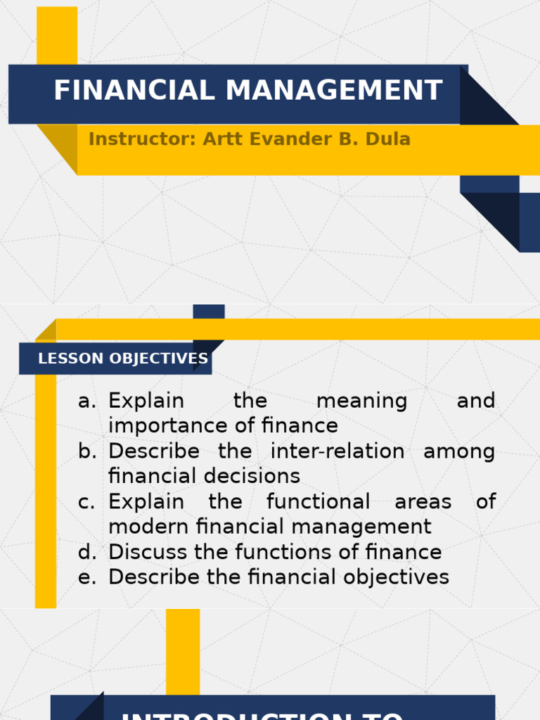 1 FM Lesson 1 Intro to Finance | PDF | Dividend | Market Liquidity