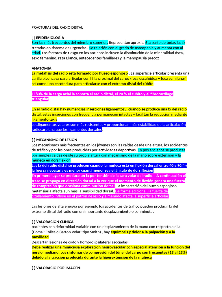 FX Radio Distal | PDF | Extremidades (anatomía) | Sistema ...