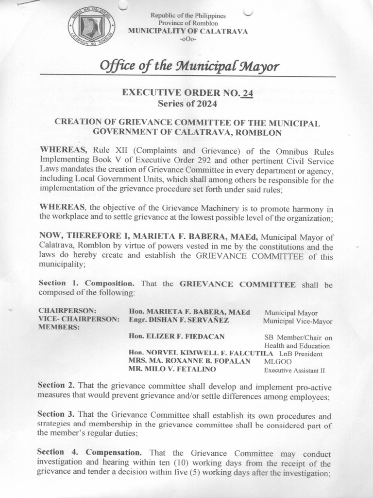 EO 24 Grievance Commitee | PDF