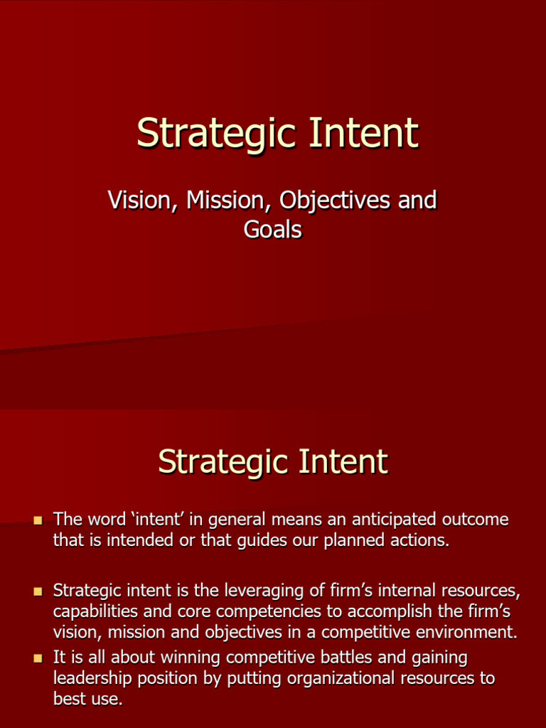 Strategic Mgt_Strategic Intent | PDF | Goal | Intention