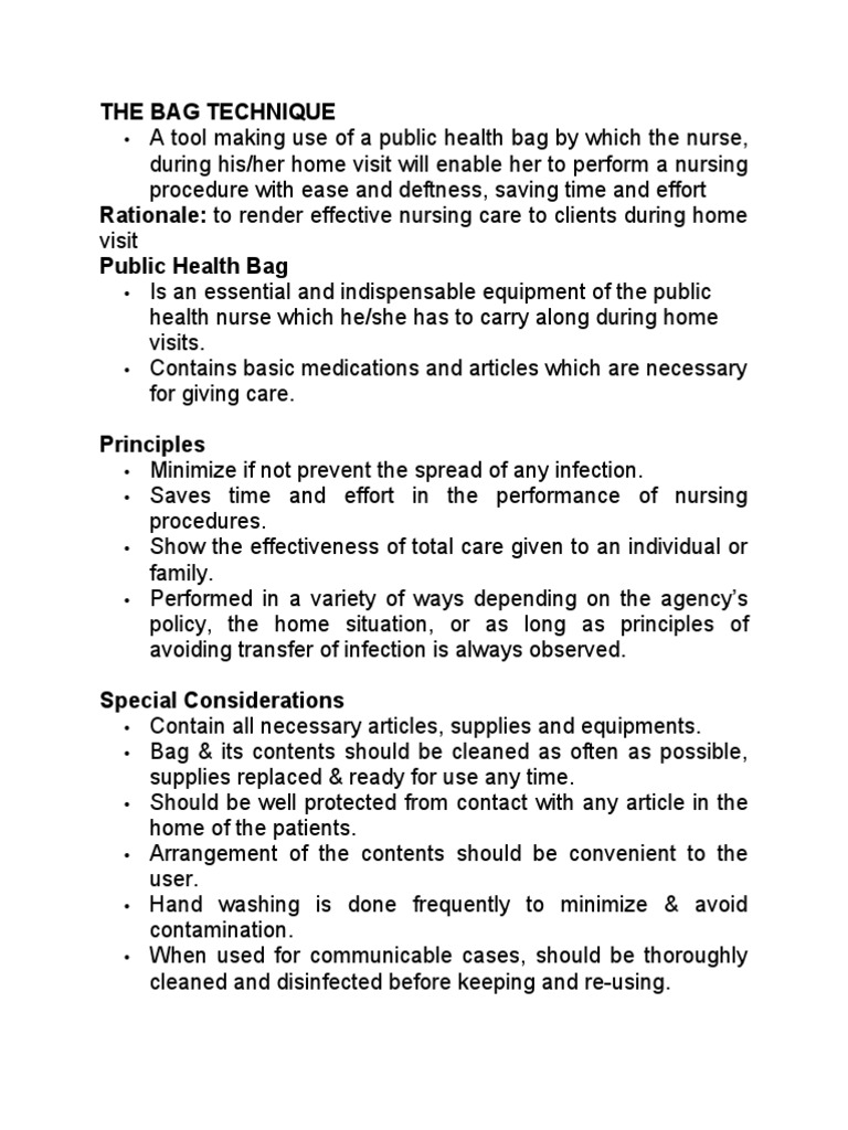 Bag Technique | PDF | Nursing | Evaluation