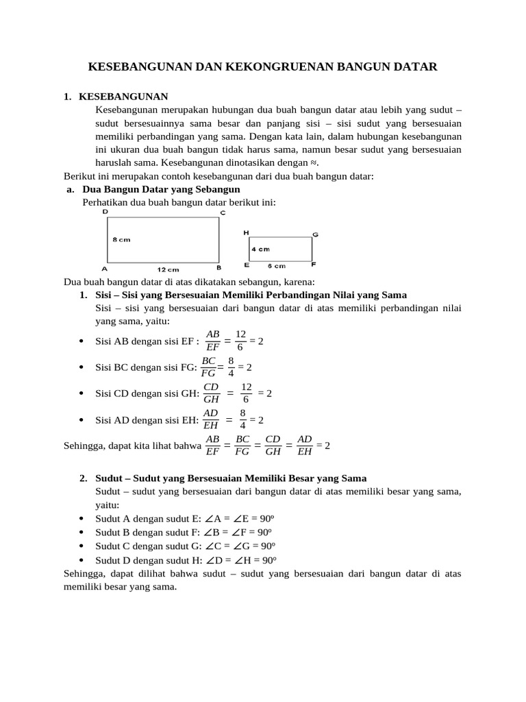 Kesebangunan Dan Kekongruenan Kelas 9 | PDF