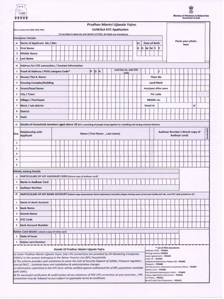 PM Ujjwala Yojana Form | PDF