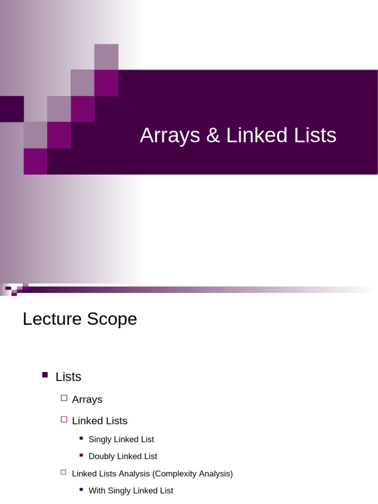 03_Arrays and Linked Lists | PDF | Integer (Computer Science) | Computing 03_Arrays and Linked Lists | PDF | Integer (Computer Science) | Computing