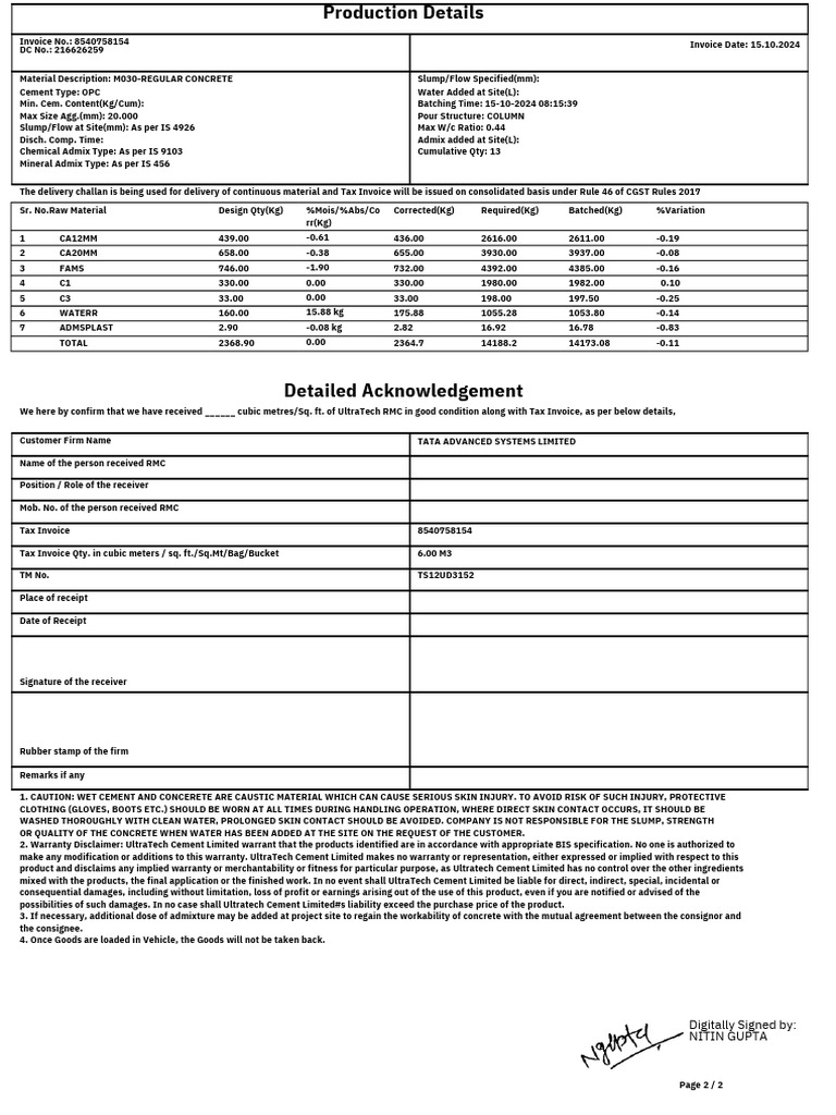 INVOICE.pdf | PDF | Concrete | Cement