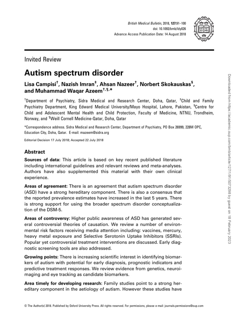 Autism Spectrum Disorder | PDF | Autism | Pervasive Developmental Disorders