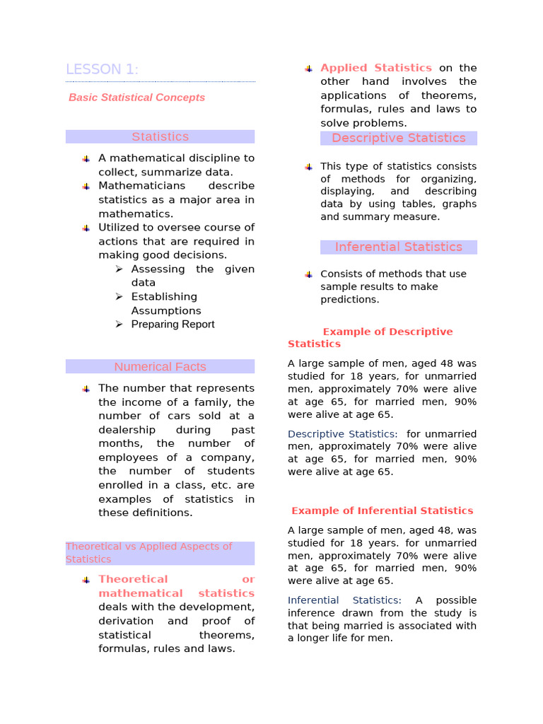 LESSON-1 | PDF | Statistics | Level Of Measurement