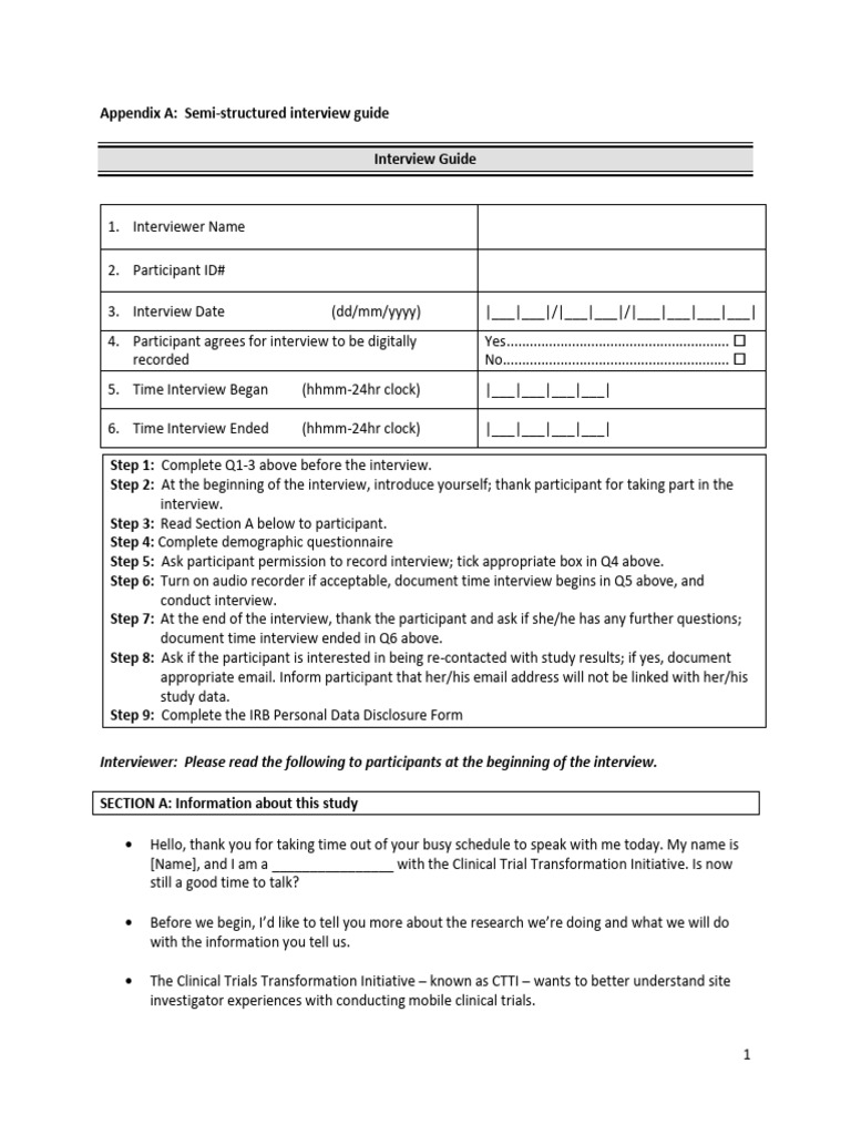 Mobile Clinical Trials Interview Guide | PDF | Clinical Trial
