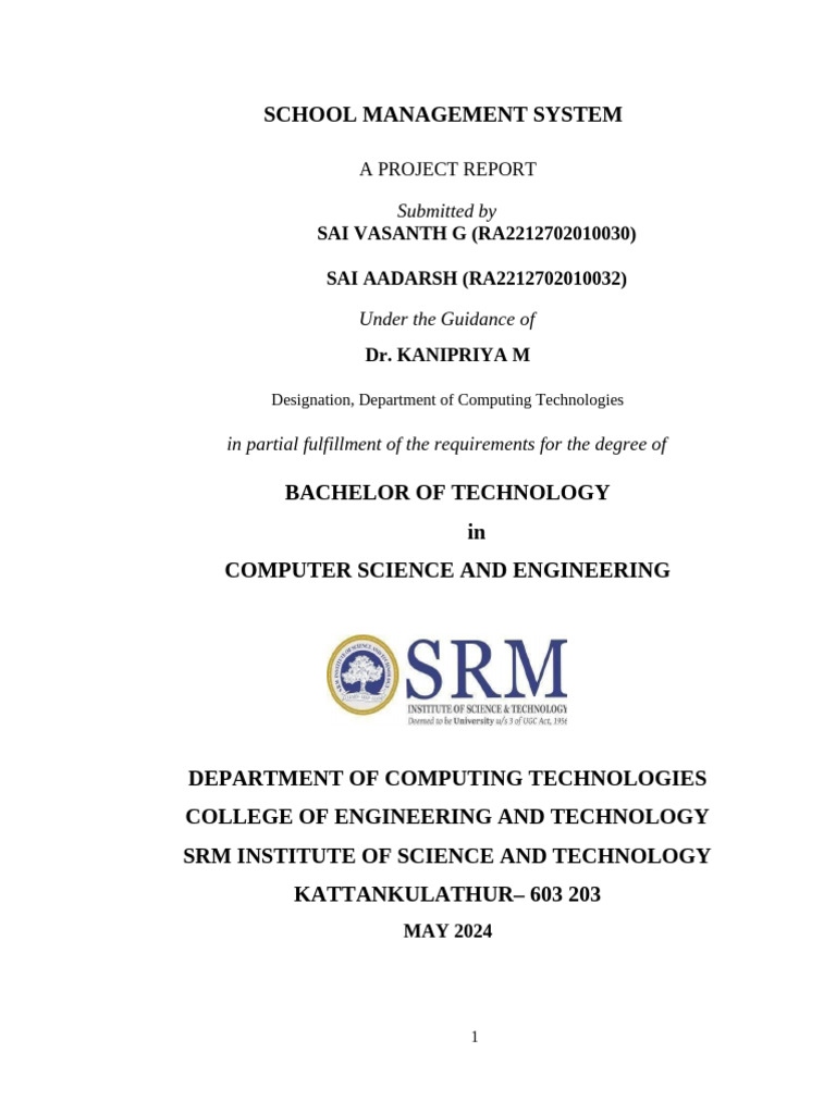 DBMS School Management Report Final-1 | PDF | Databases | Computing