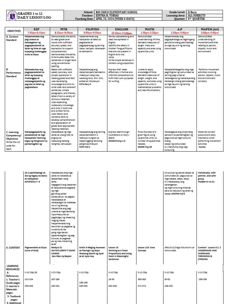 DLL_ALL-SUBJECTS-2_Q4_W4_D3 | PDF