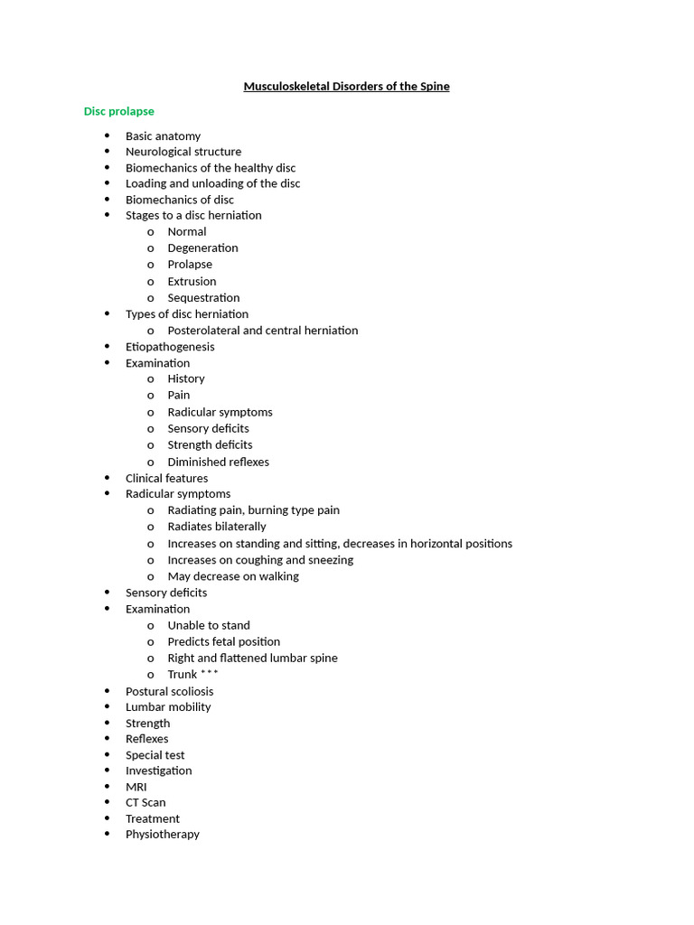 Musculoskeletal Disorders of The Spine | PDF | Scoliosis | Vertebral Column