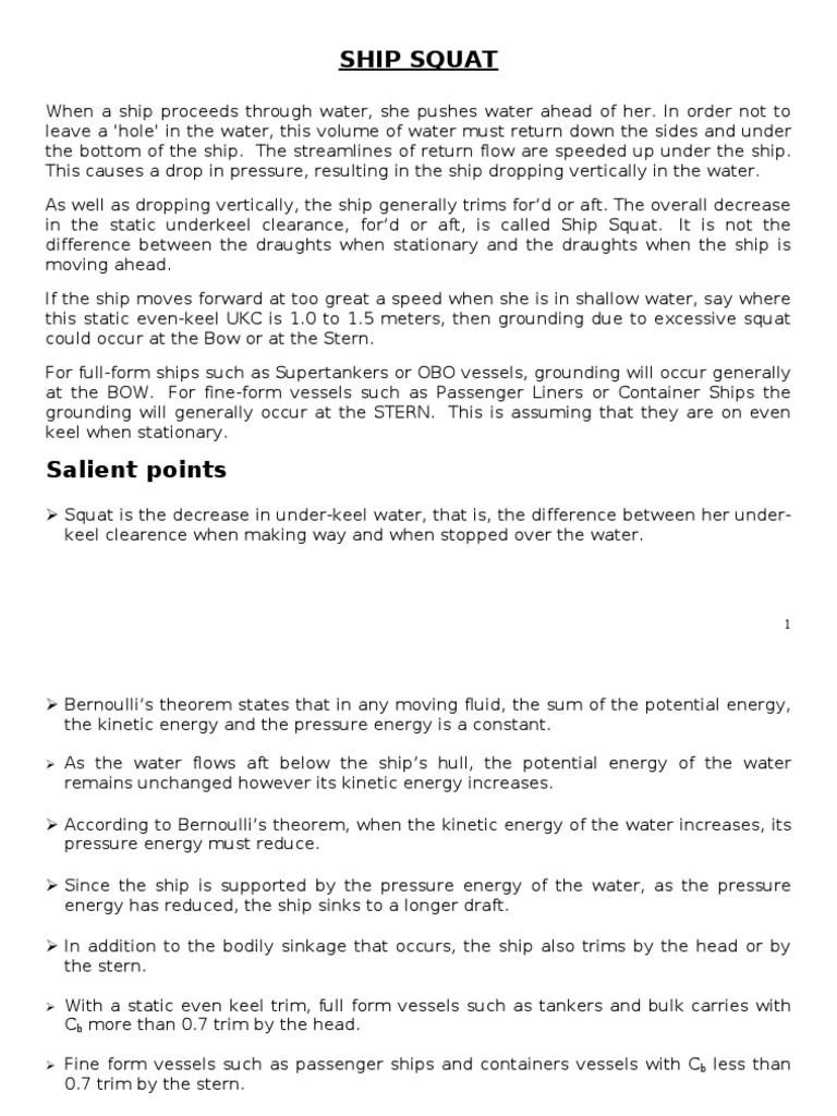 Understanding Ship Squat Effects | PDF | Anchor | Ships