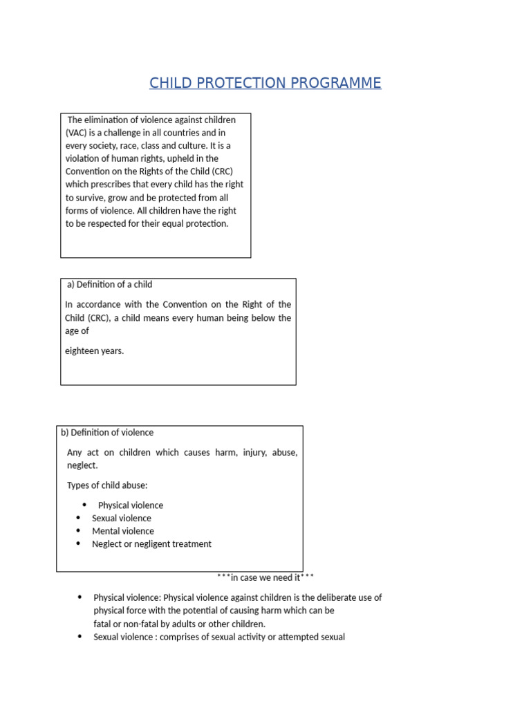 CHILD PROTECTION PROGRAMME | PDF