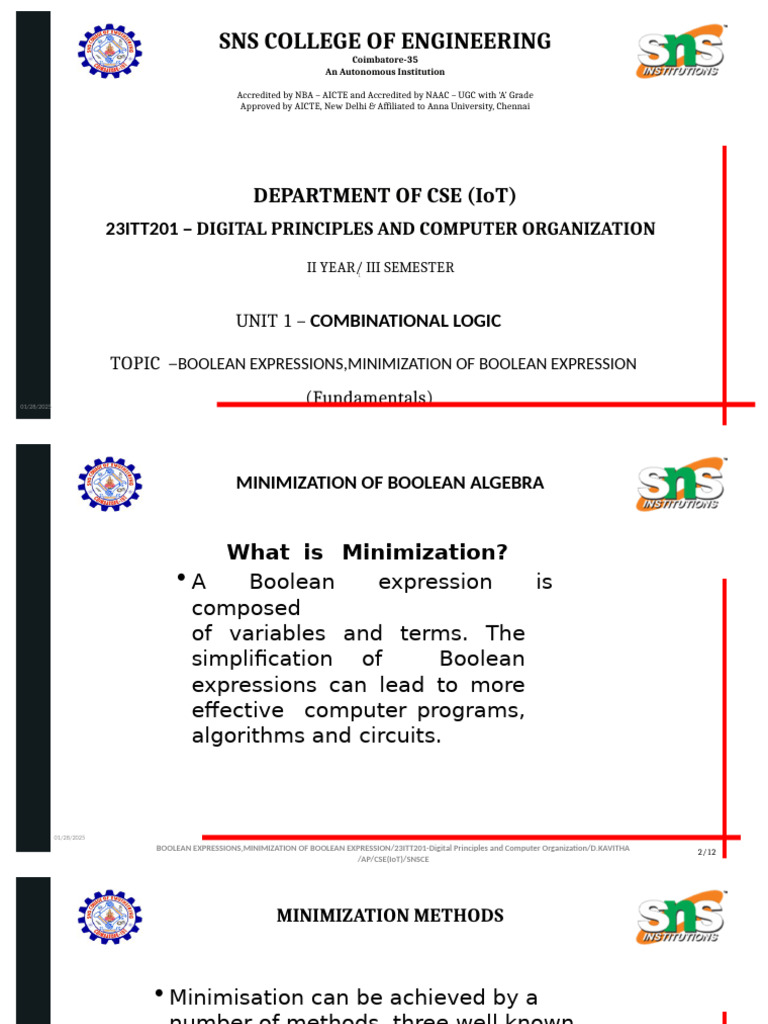 3.fundamentals-Minimization of Boolean Expression | PDF | Boolean Algebra | Teaching Mathematics