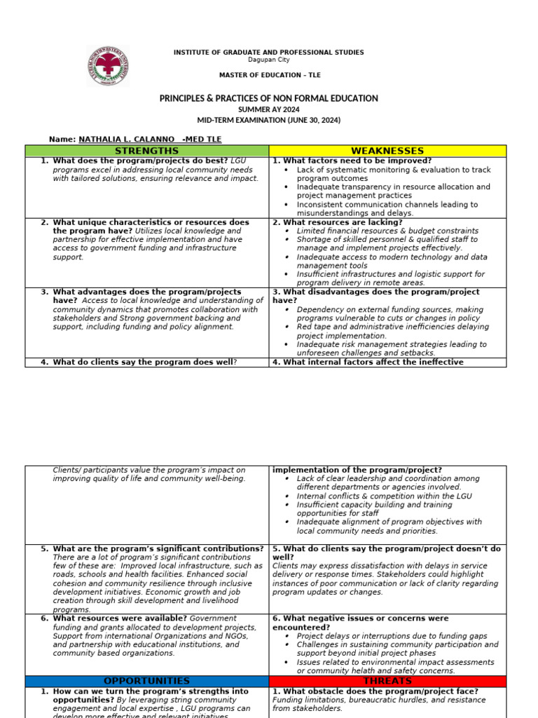 NATHALIA L. CALANNO-PRINCIPLES&PRACTICES of NFE(Summer'24) | PDF ...