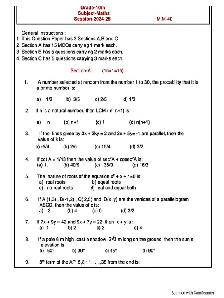 practice paper 1 (Maths) | PDF