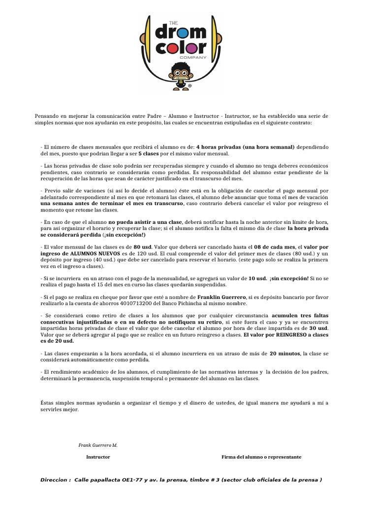 Contrato the Drom Color | PDF | Economias