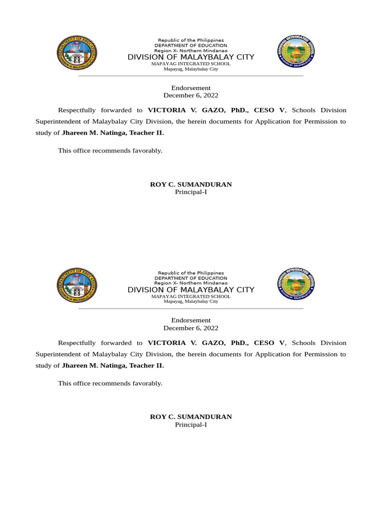 Endorsement-Permit To Study | PDF