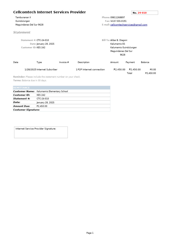 BillingStatement For Internet | PDF