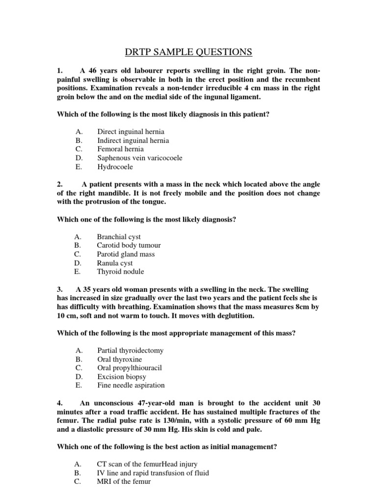 DRTP Sample Questions | PDF | Breast Cancer | Peptic Ulcer