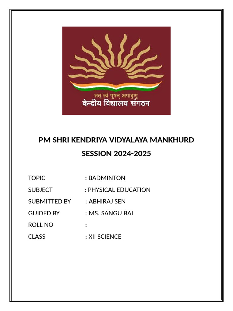 Badminton Project for Physical Education | PDF