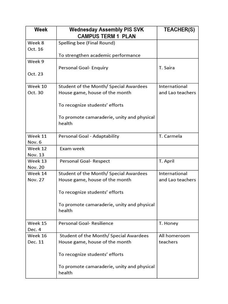 Primary Assemblies AY2019-2020 S1 | PDF