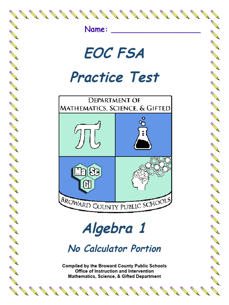 A1B EOC FSA Practice Test No Calc | PDF | Function (Mathematics ...