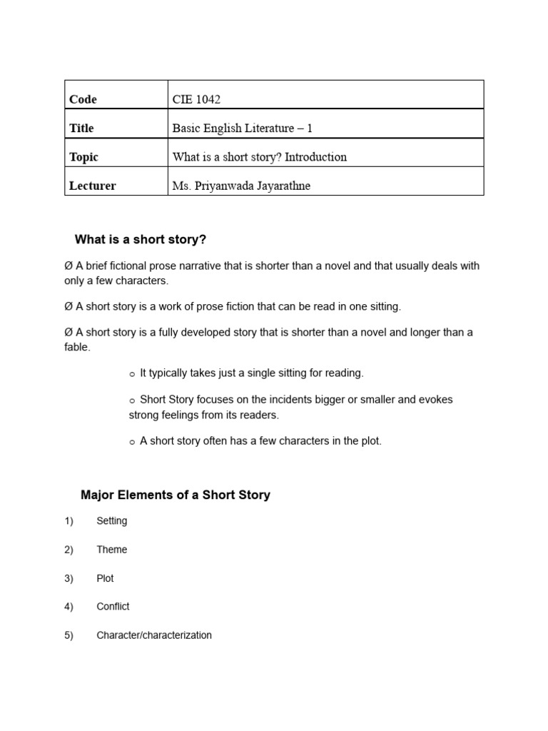 07 - What Is A Short Story | PDF | Narration | Plot (Narrative)