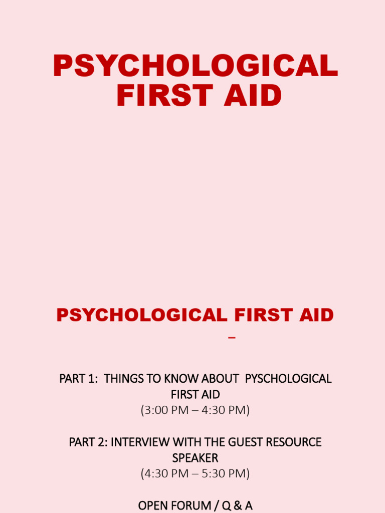 SPL_PFA_Powerpoint Presentation_Day2 | PDF | Psychological Trauma | Psychological Concepts