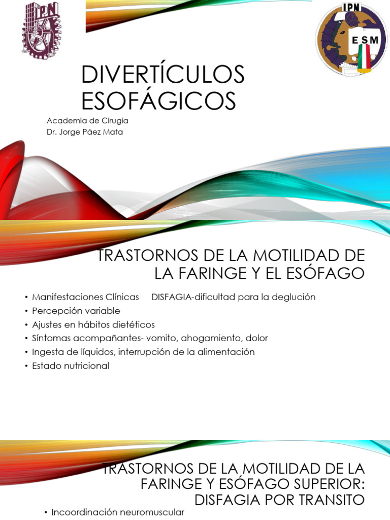 Diverticulos Esofágicos | PDF | Esófago | Especialidades Medicas