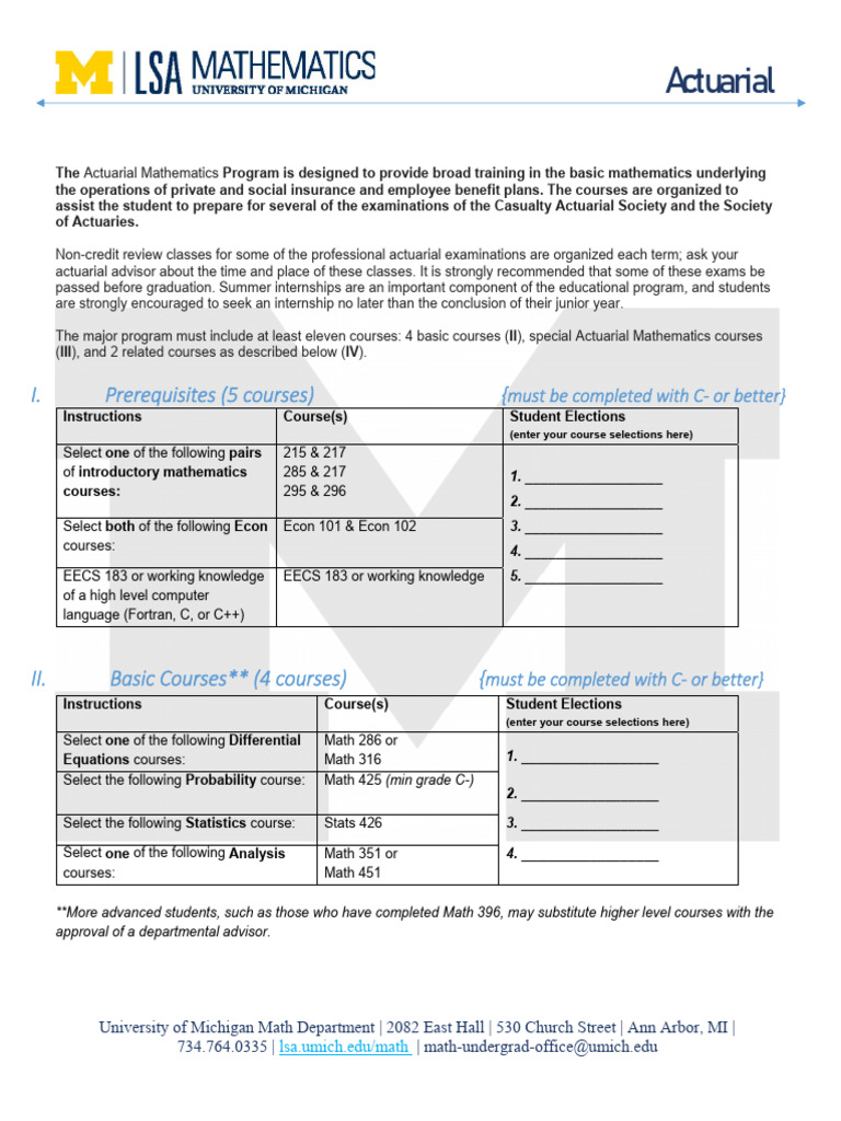 Actuarial Mathematics Program Guide | PDF | Mathematics | Actuary