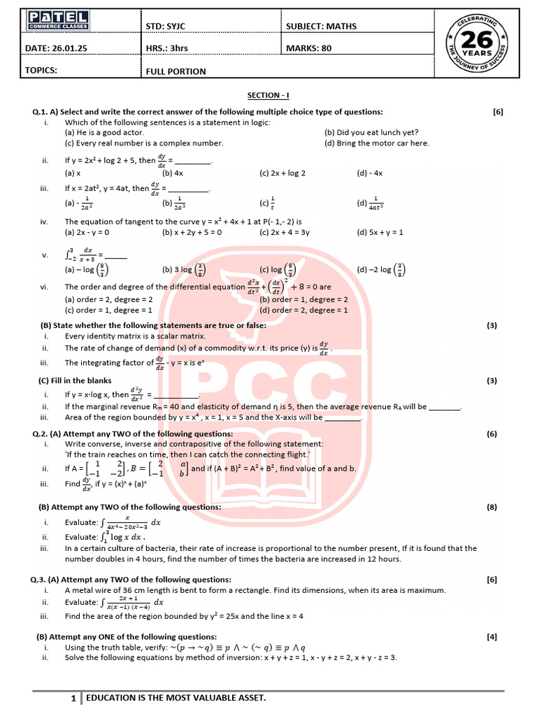 Maths QST Paper July 24..26.01.25.. | PDF | Demand | Mathematics