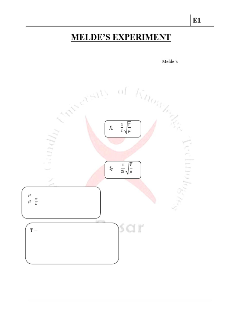Meldes Experiment Manual | PDF | Tension (Physics) | Waves