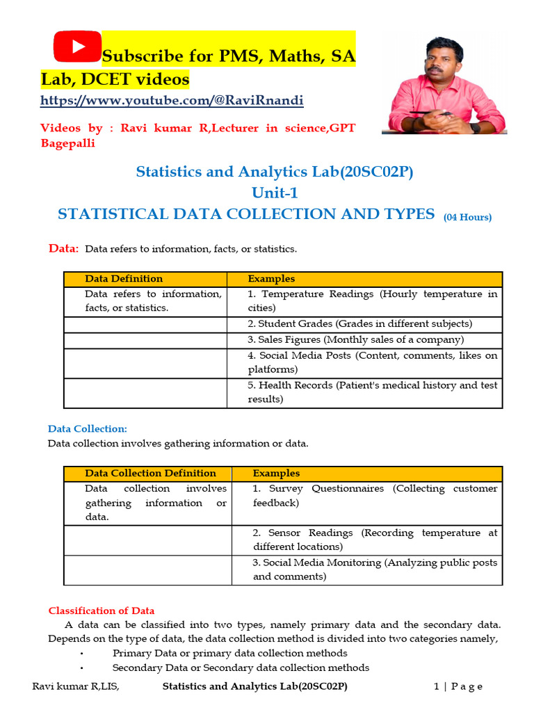 Unit 1 Statistics Analytics | PDF | Focus Group | Survey Methodology