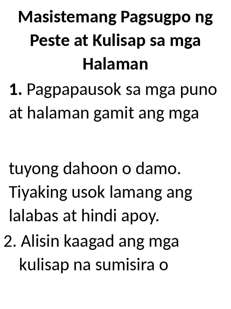 Masistemang Pagsugpo ng Peste at Kulisap sa mga Halaman week 4 | PDF