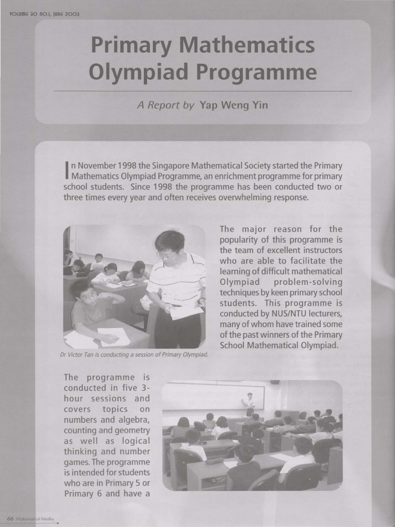 Primary Mathematics Olympiad Programme | PDF | Mathematics | Cognition
