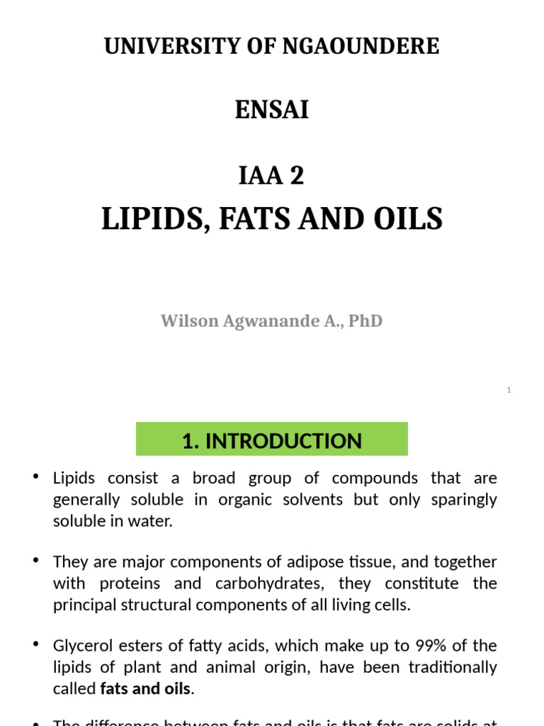 Lipids, Fats and Oils Part 1 | PDF | Triglyceride | Lard
