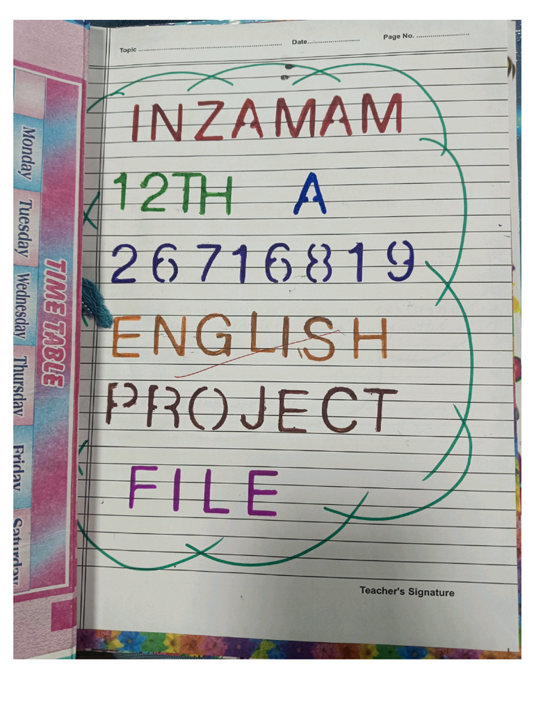 11th English Project File Pdf