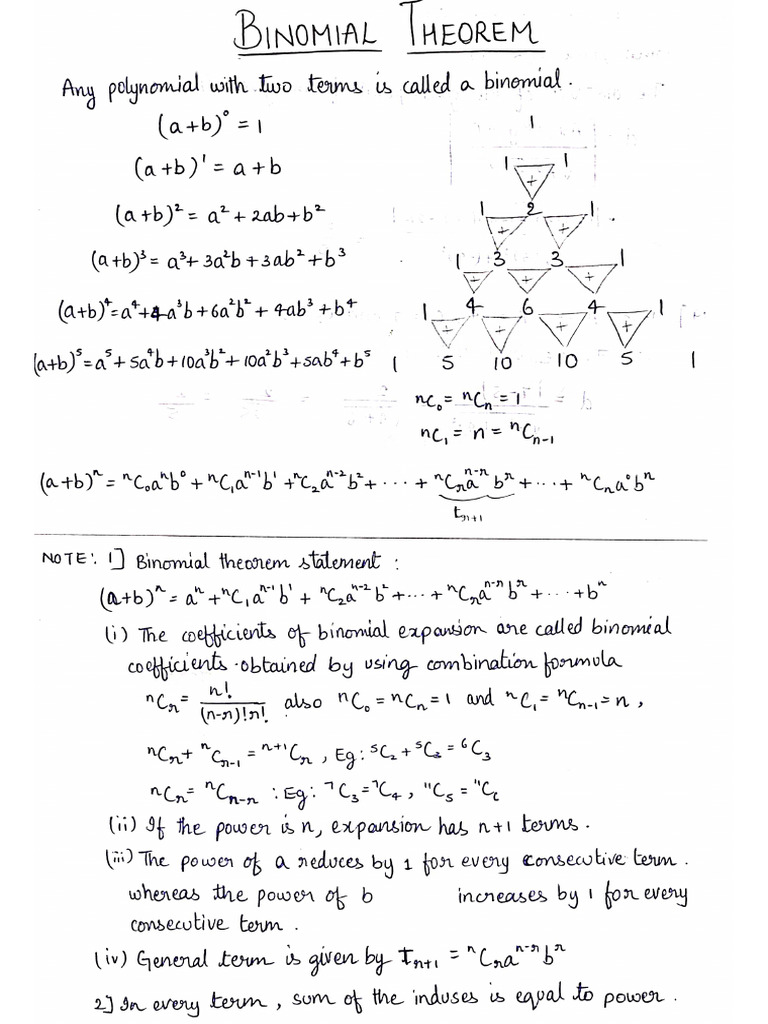 notes_Binomial Theorem | PDF