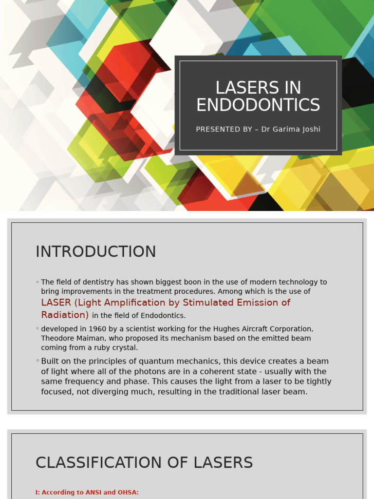 Lasers in Endodontics | PDF | Laser | Light