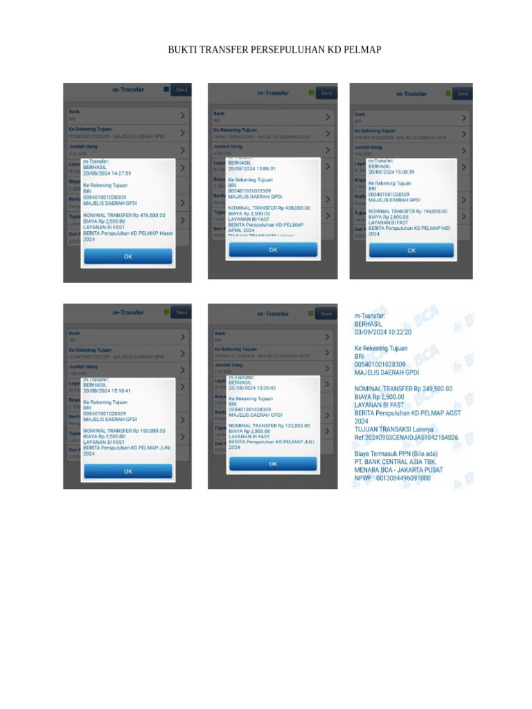 Pdfcoffee.com Bukti Transfer Bri Md PDF Free | PDF