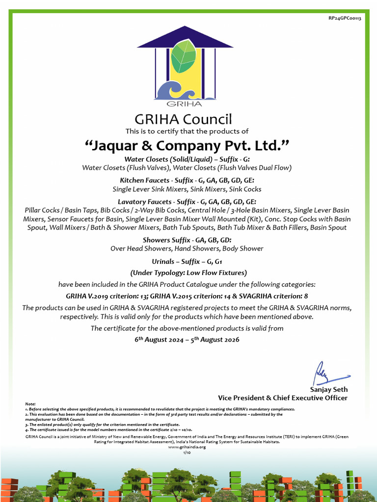 2408 Griha Certificate | PDF | Tap (Valve) | Plumbing