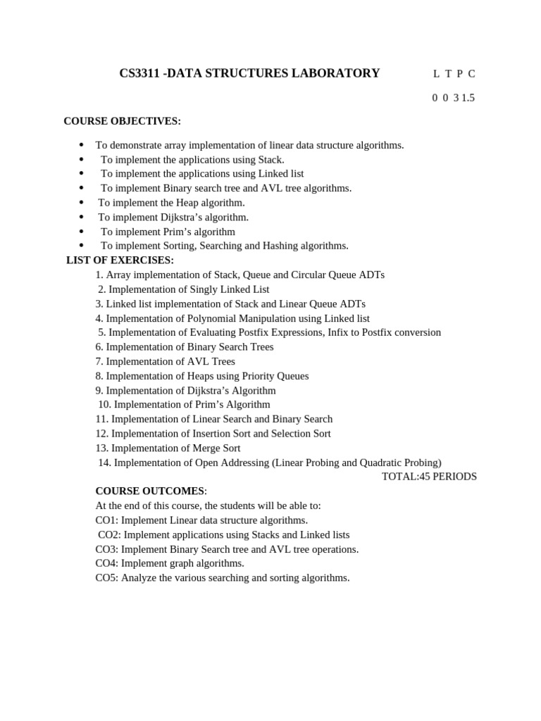 Data Structures Lab: Algorithms & Implementation | PDF