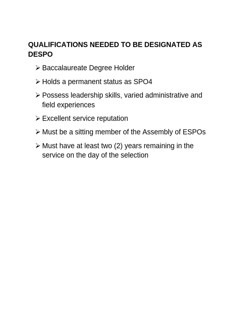 DESPO qualifications | PDF