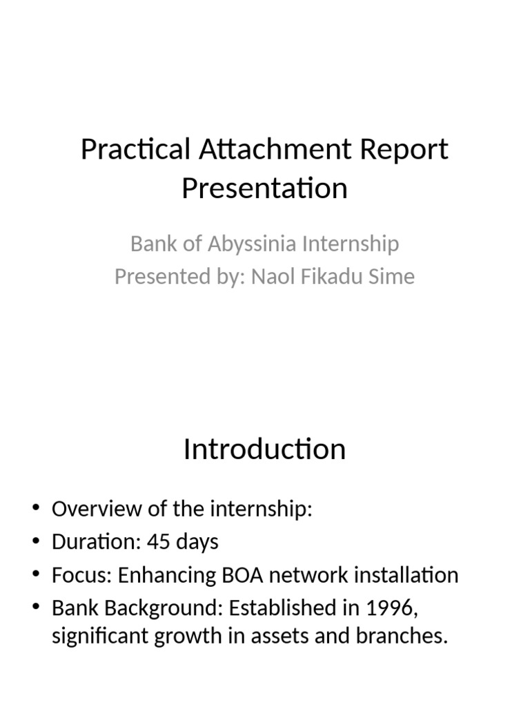 Practical Attachment Report Presentation | PDF